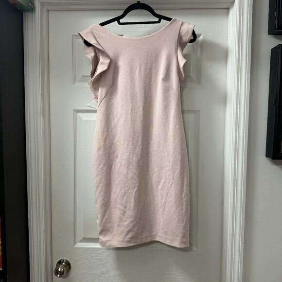 Calvin Klein | Dresses | Calvin Klein Pink Ruffle Sleeve Crew Neck ...